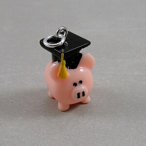 Pink Pig Graduation Charm, Pig Graduation Pendant, Pig With Graduation ...