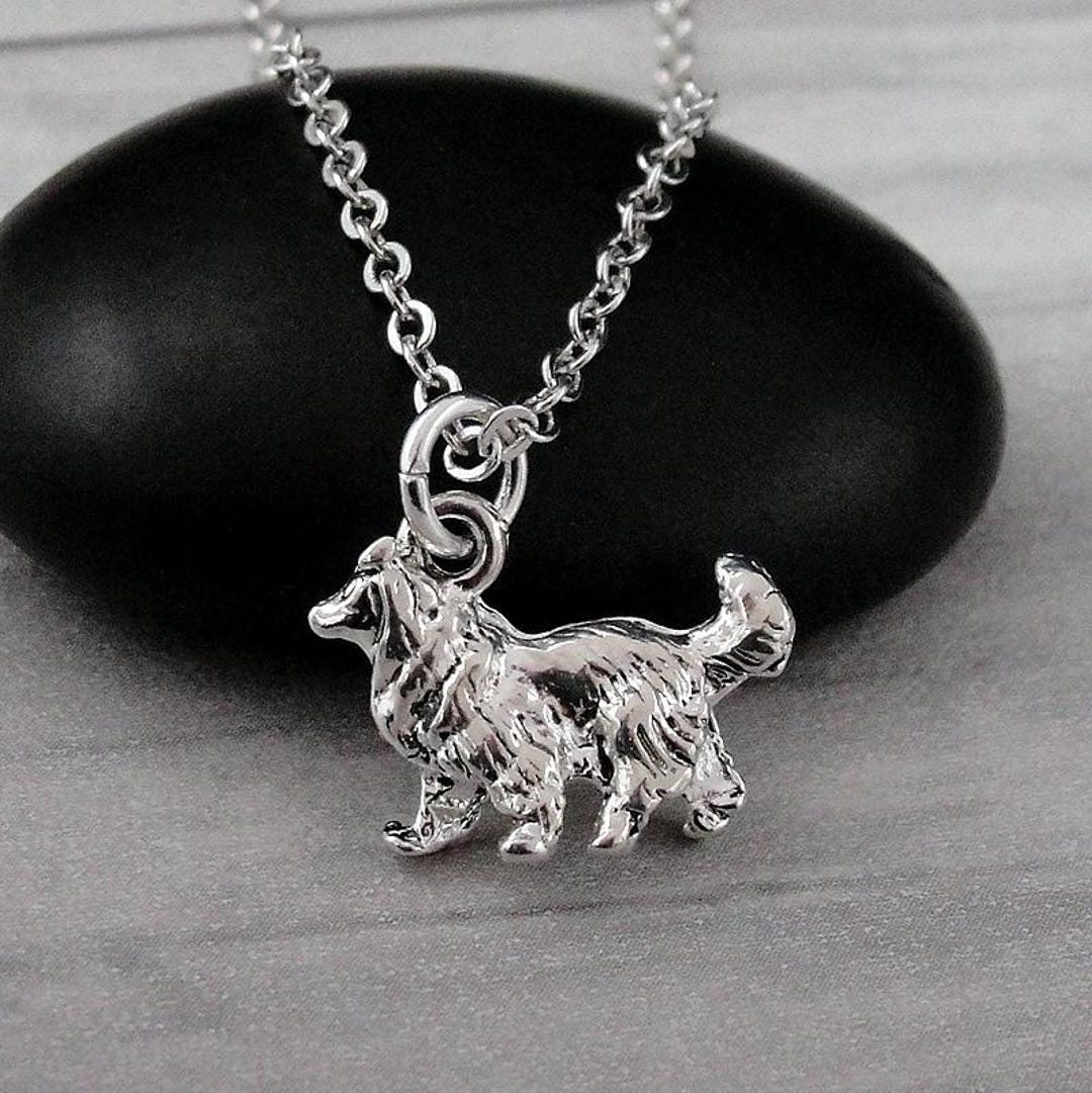 Collie Necklace, Silver Plated 3D Collie Charm Necklace, Sheltie ...