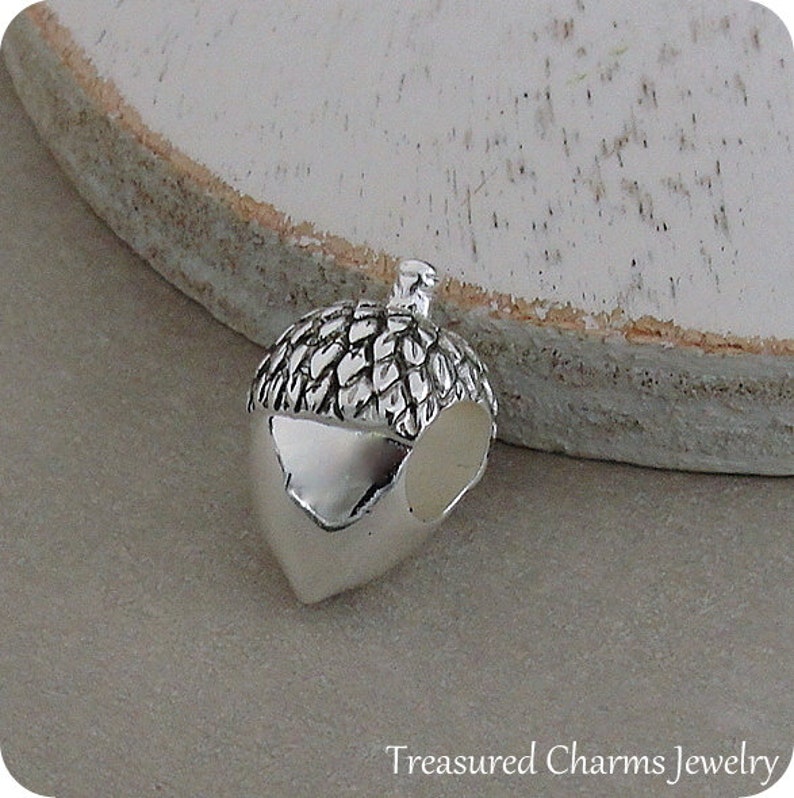 Acorn European Charm Silver Acorn Large Hole Bead Acorn Big | Etsy