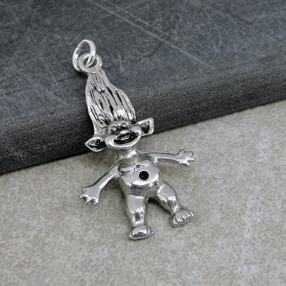 Troll Necklace, Silver Troll Necklace on a Silver Cable Chain - Etsy