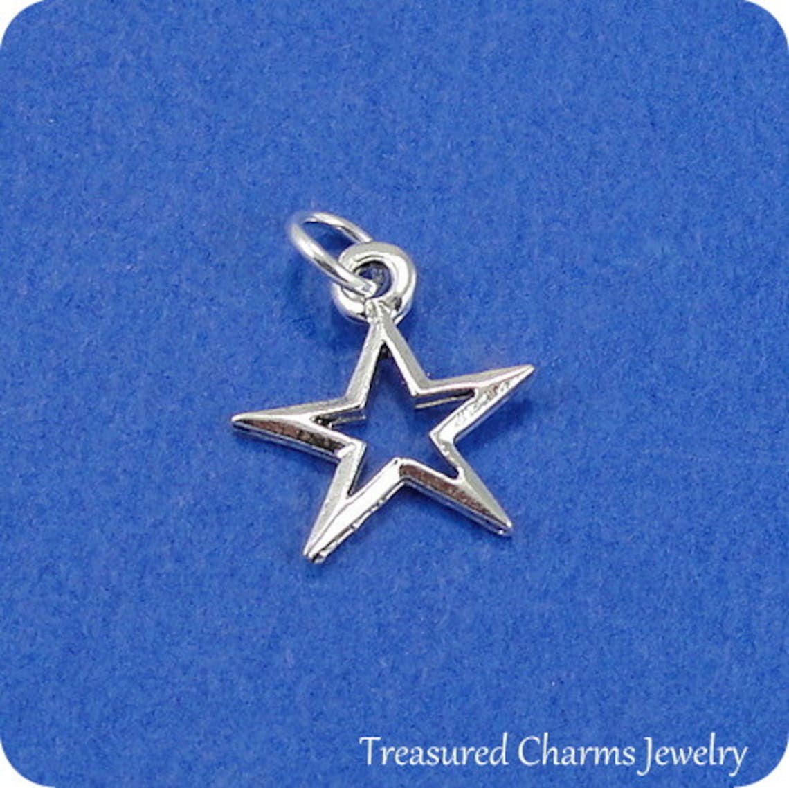 Star Outline Charm Silver Plated Star Outline Charm for | Etsy