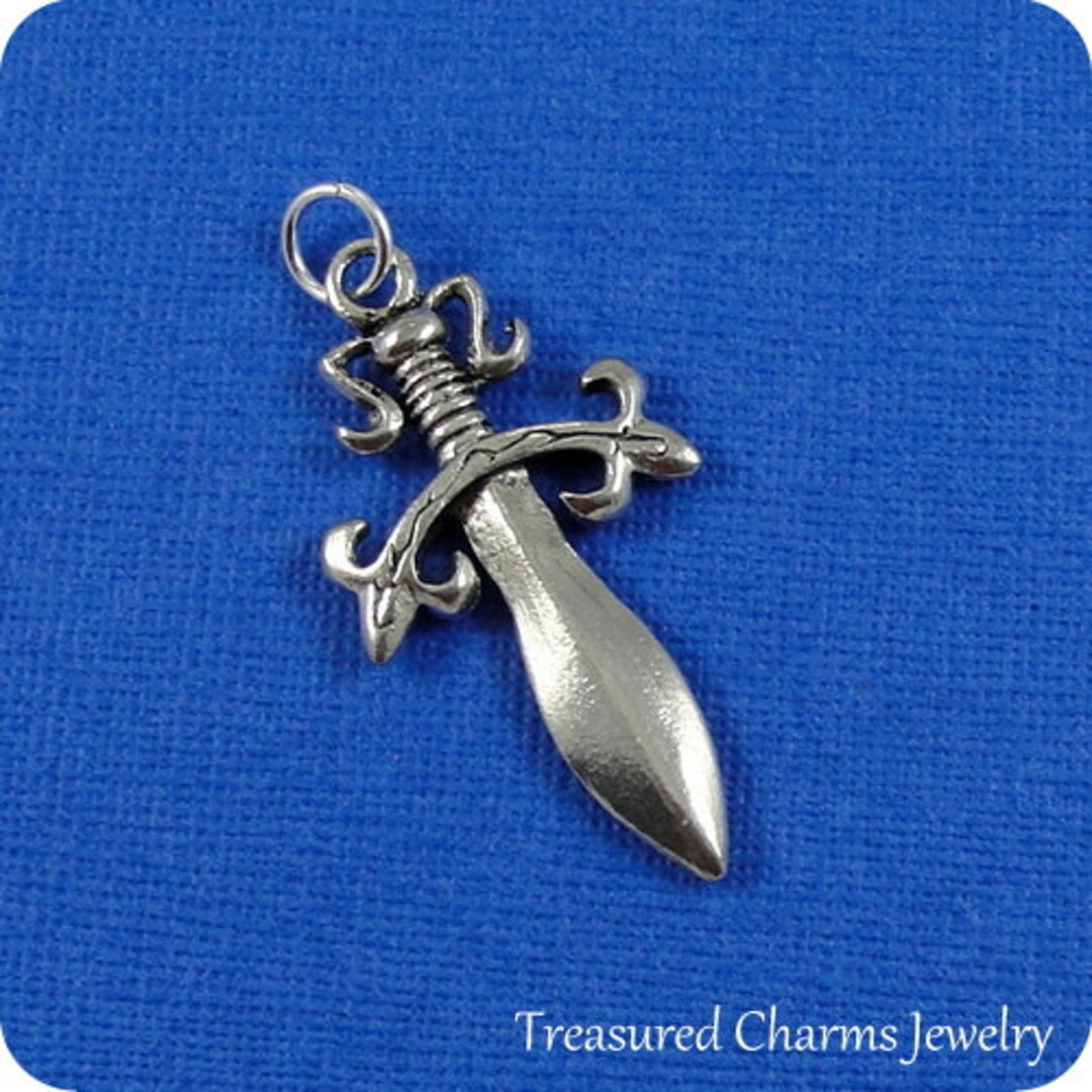 Dagger Sword Charm Silver Plated Dagger Charm for Necklace or Bracelet ...