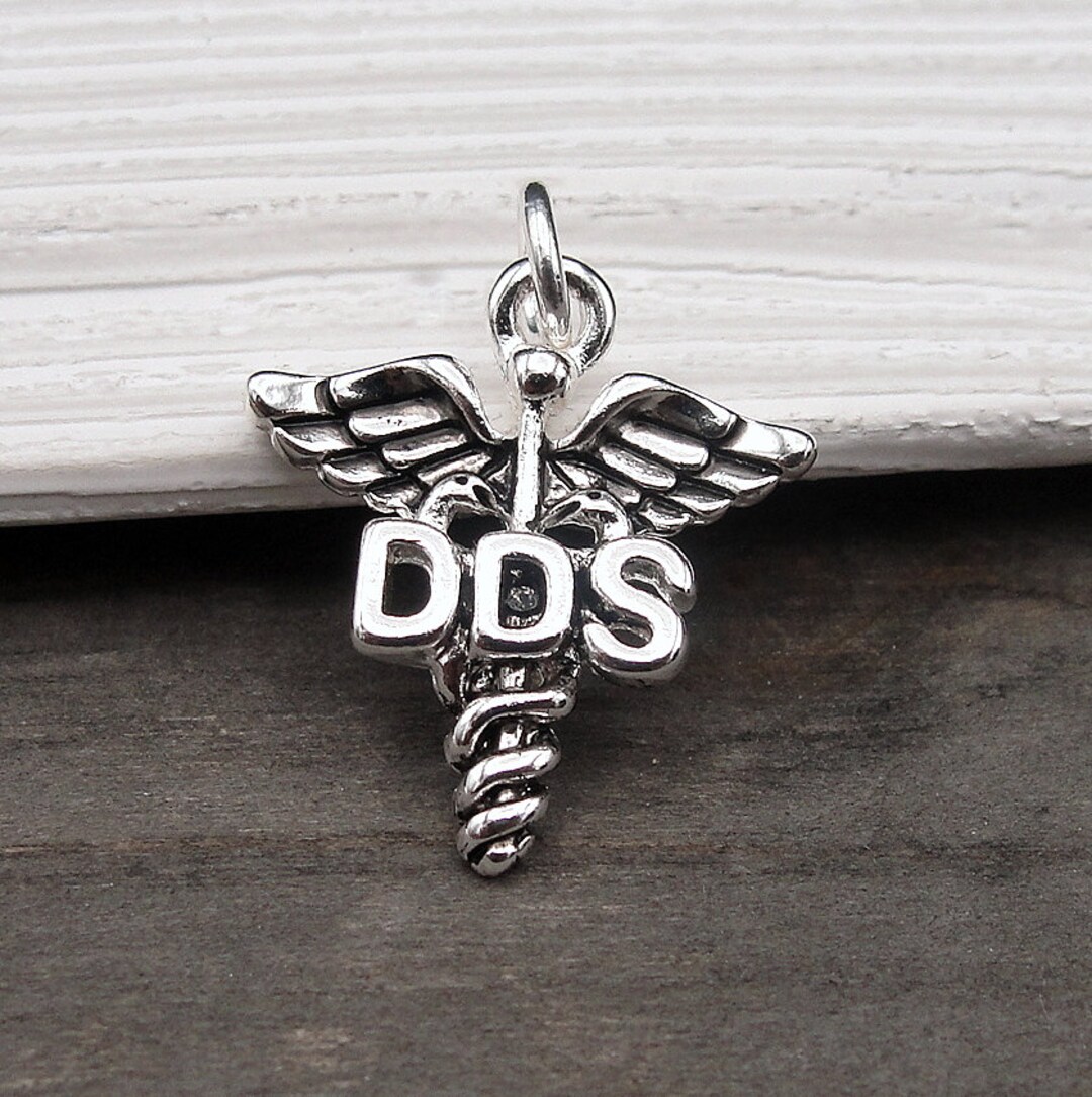 Silver DDS Caduceus Charm, Dentist Charm, Dental Symbol Charm, Dentist ...