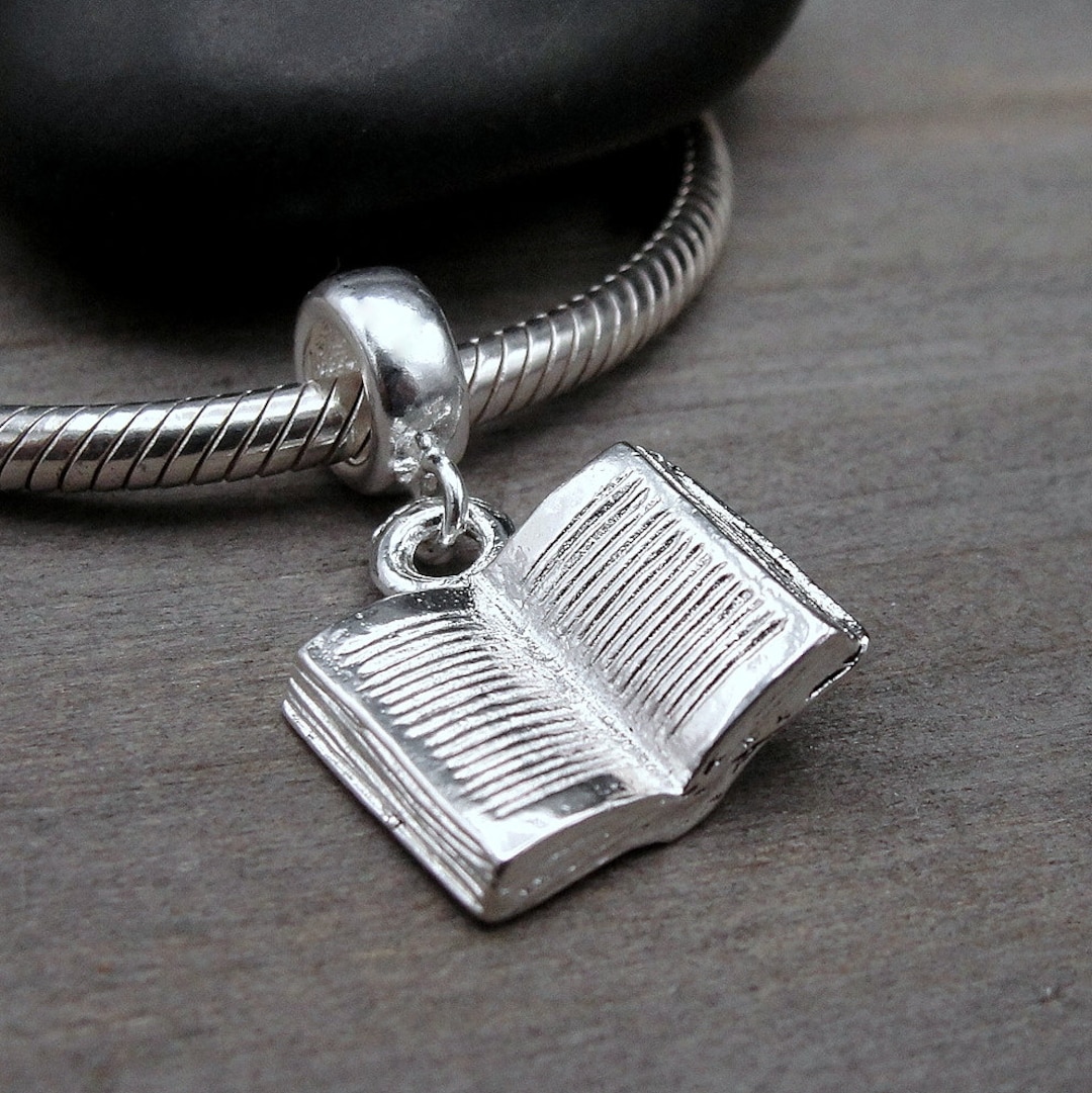 Open Book European Charm, Silver 3D Book Charm, Book Charm With Bail ...