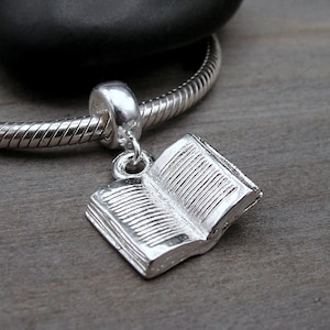 Open Book European Charm, Silver 3D Book Charm, Book Charm With Bail ...