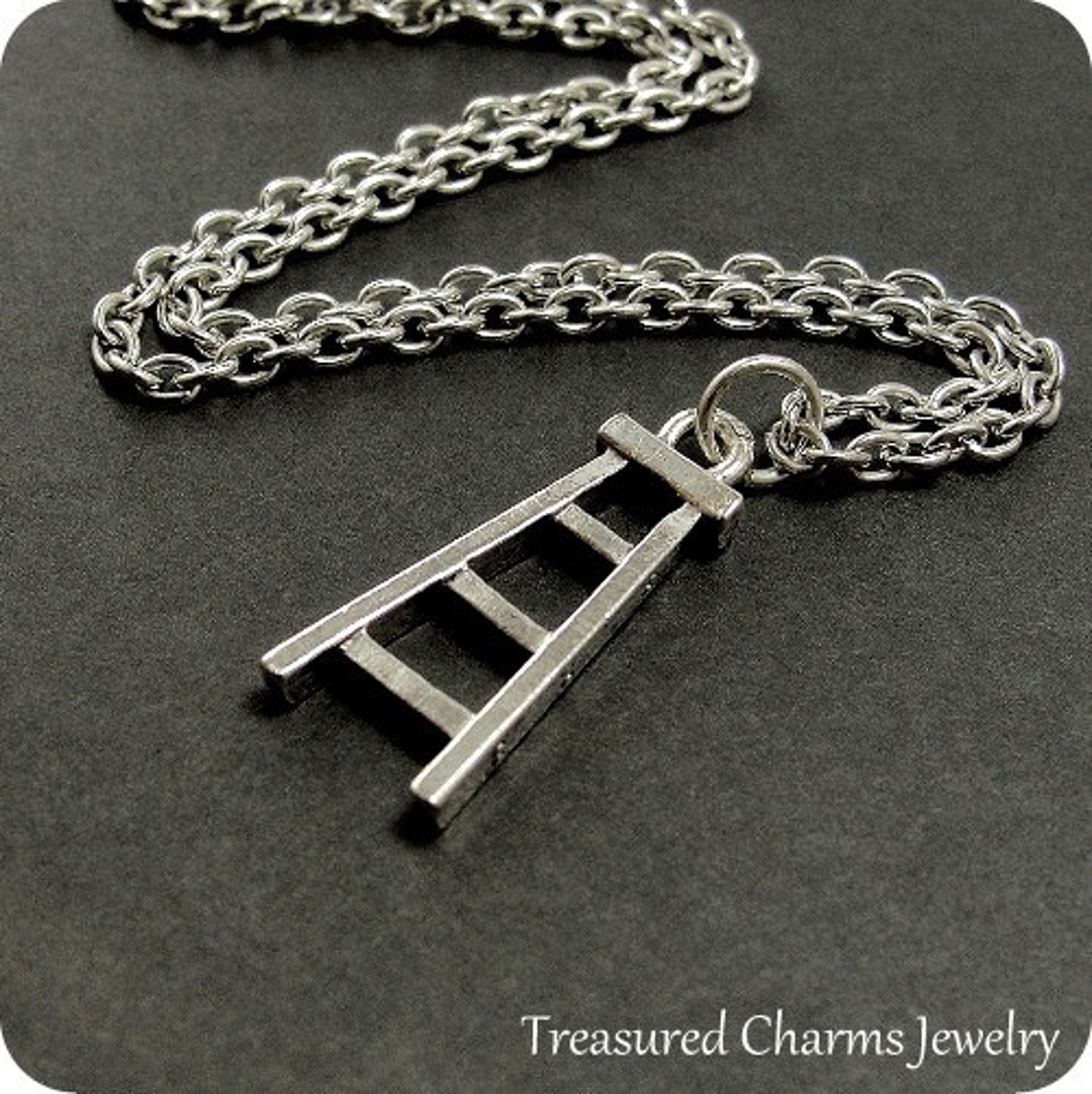 Ladder Necklace Silver Plated Ladder Charm on a Silver Cable - Etsy