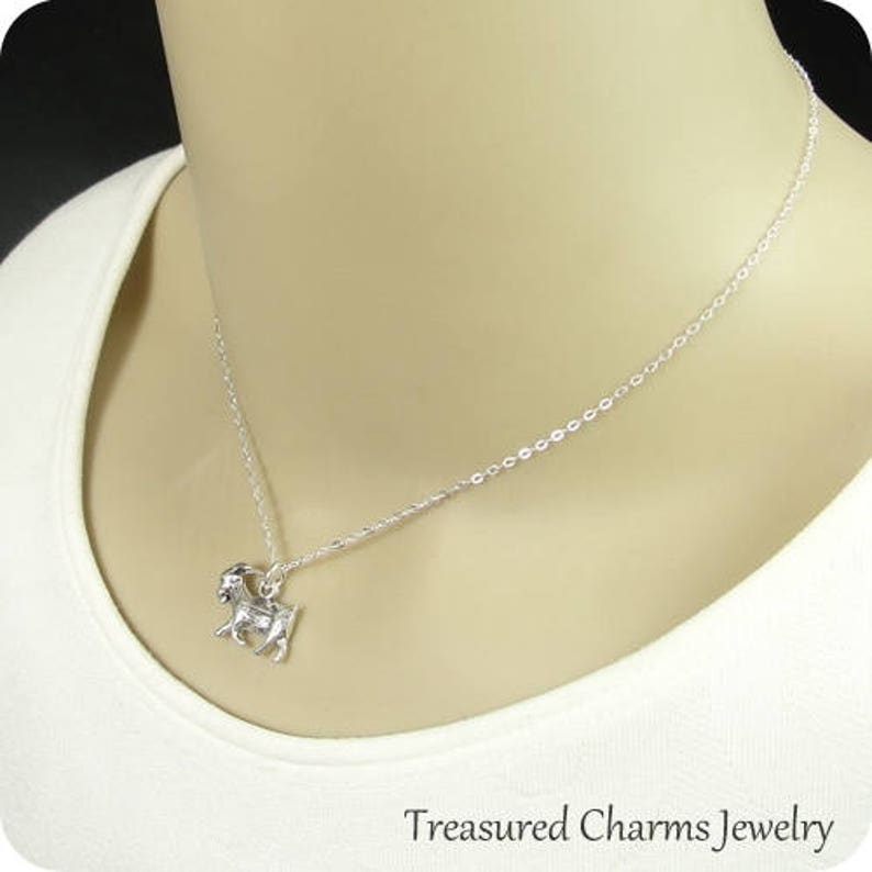 Goat Necklace Sterling Silver Goat Charm on a Silver Cable - Etsy