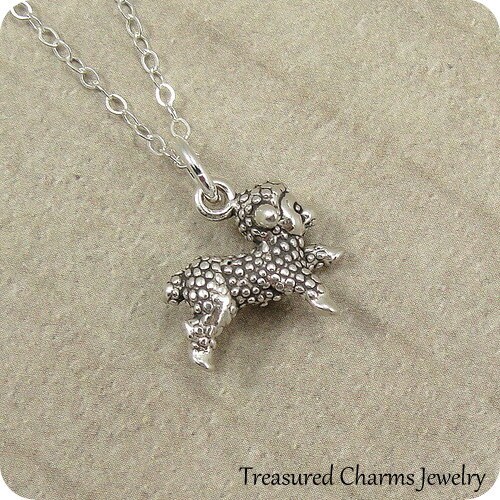 Sheep Necklace Sterling Silver Sheep Charm on a Silver Cable | Etsy