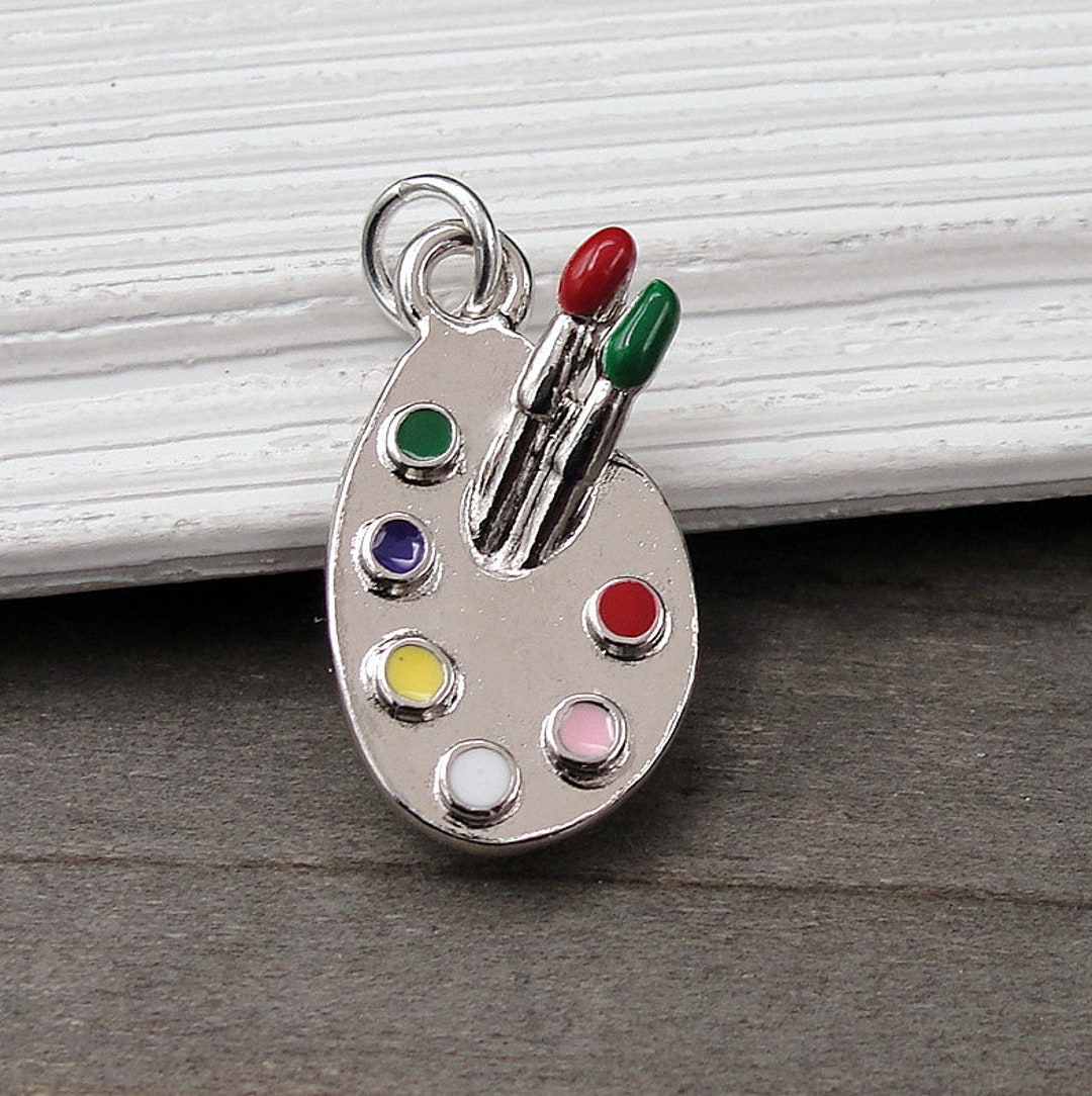 Artist Palette Charm, Silver Paint Palette Charm for Necklace or ...
