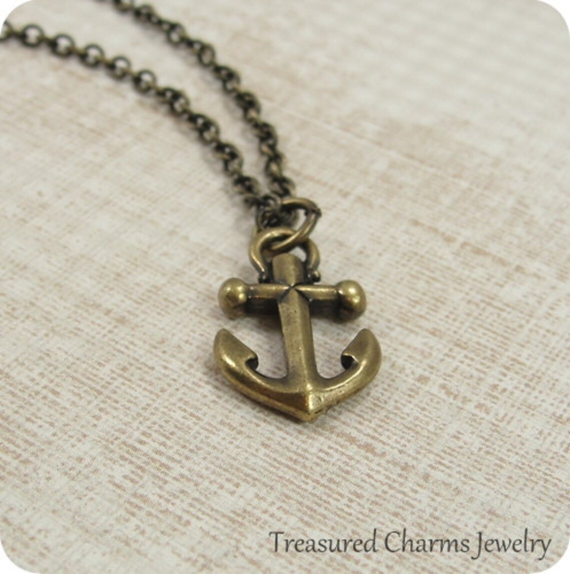 Nautical Anchor Necklace Antique Bronze Anchor Charm on a - Etsy