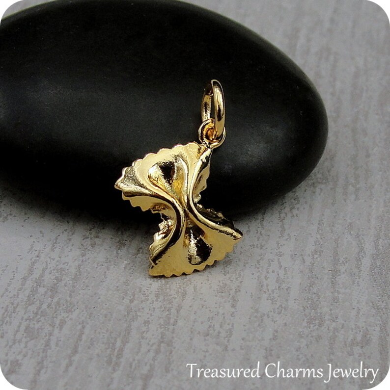 Farfalle Bowtie Pasta Charm, Tiny Gold Pasta Charm for Necklace or ...
