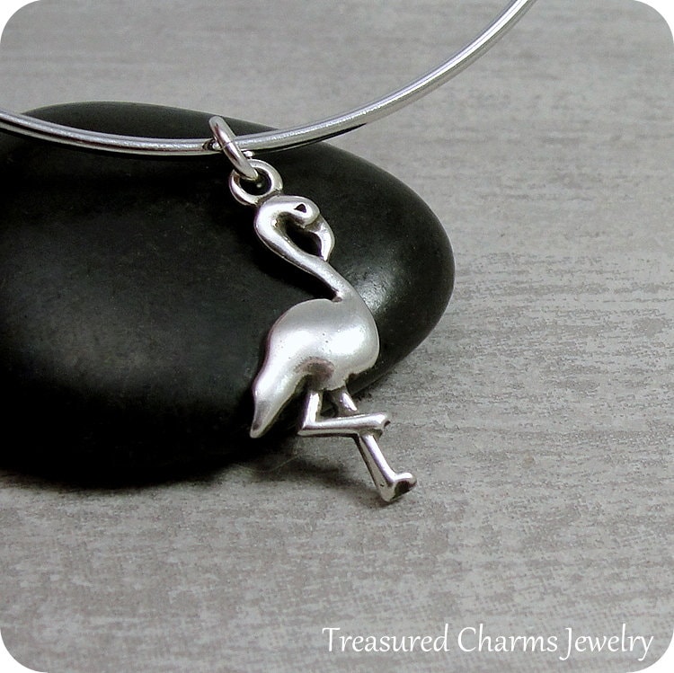 Sterling Silver Flamingo Charm Flamingo Pendant Tropical - Etsy