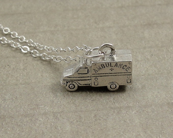 Ambulance Necklace Silver Ambulance Charm on a Silver Cable - Etsy