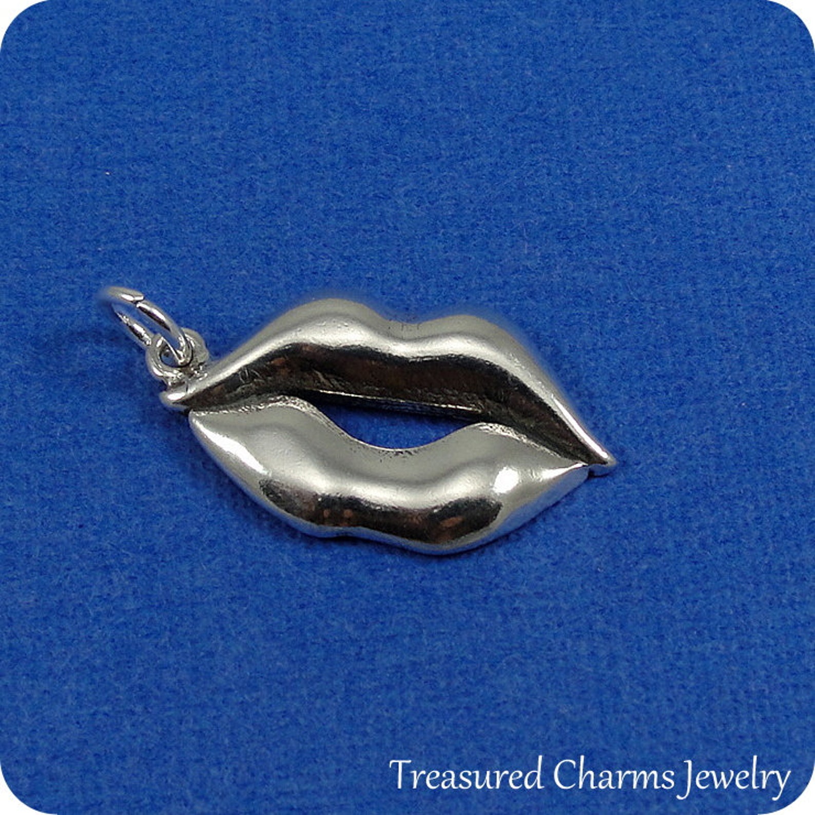 Sterling Silver Lips Charm Kissing Lips Pendant Fashion | Etsy