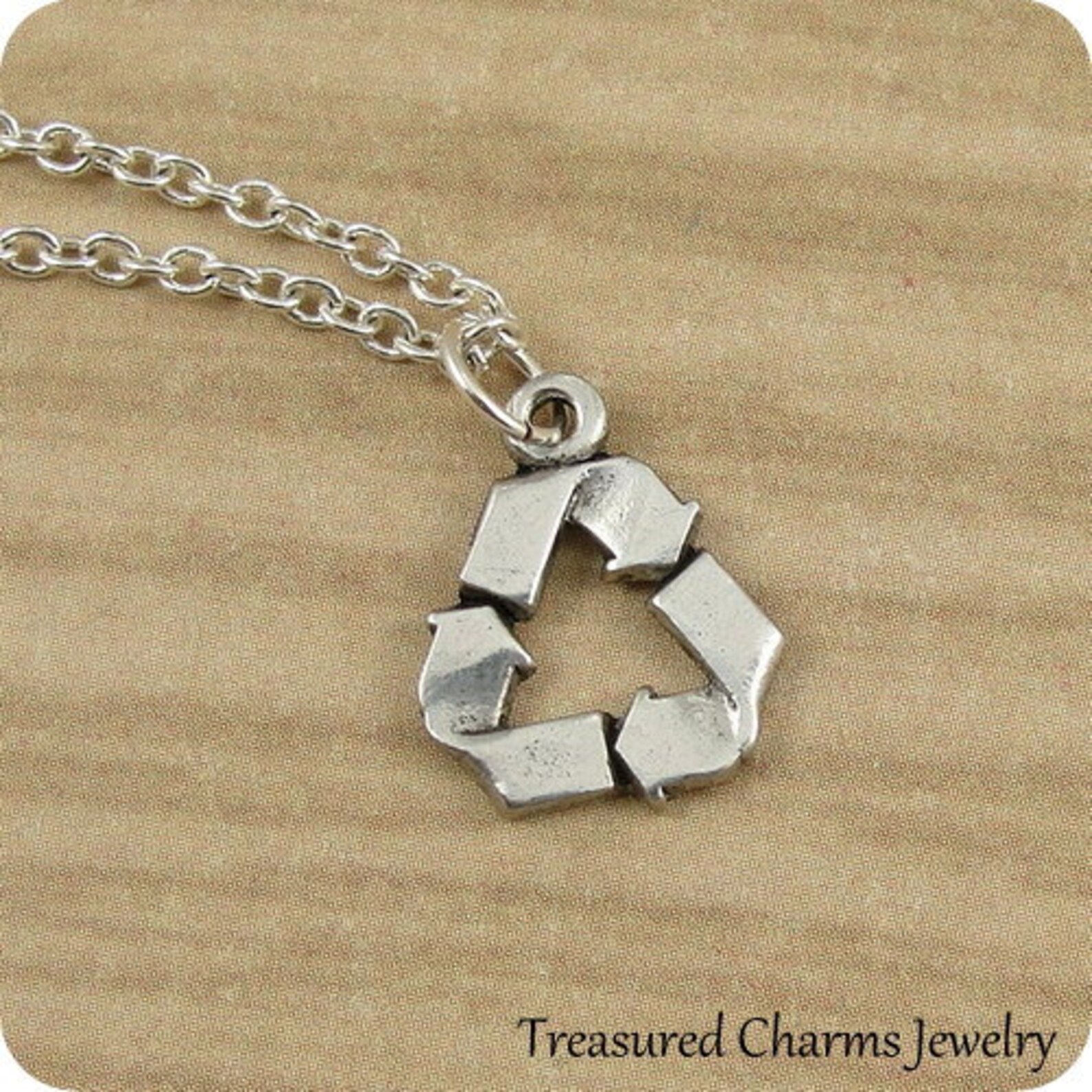 Recycle Symbol Necklace Silver Plated Recycling Charm on a - Etsy