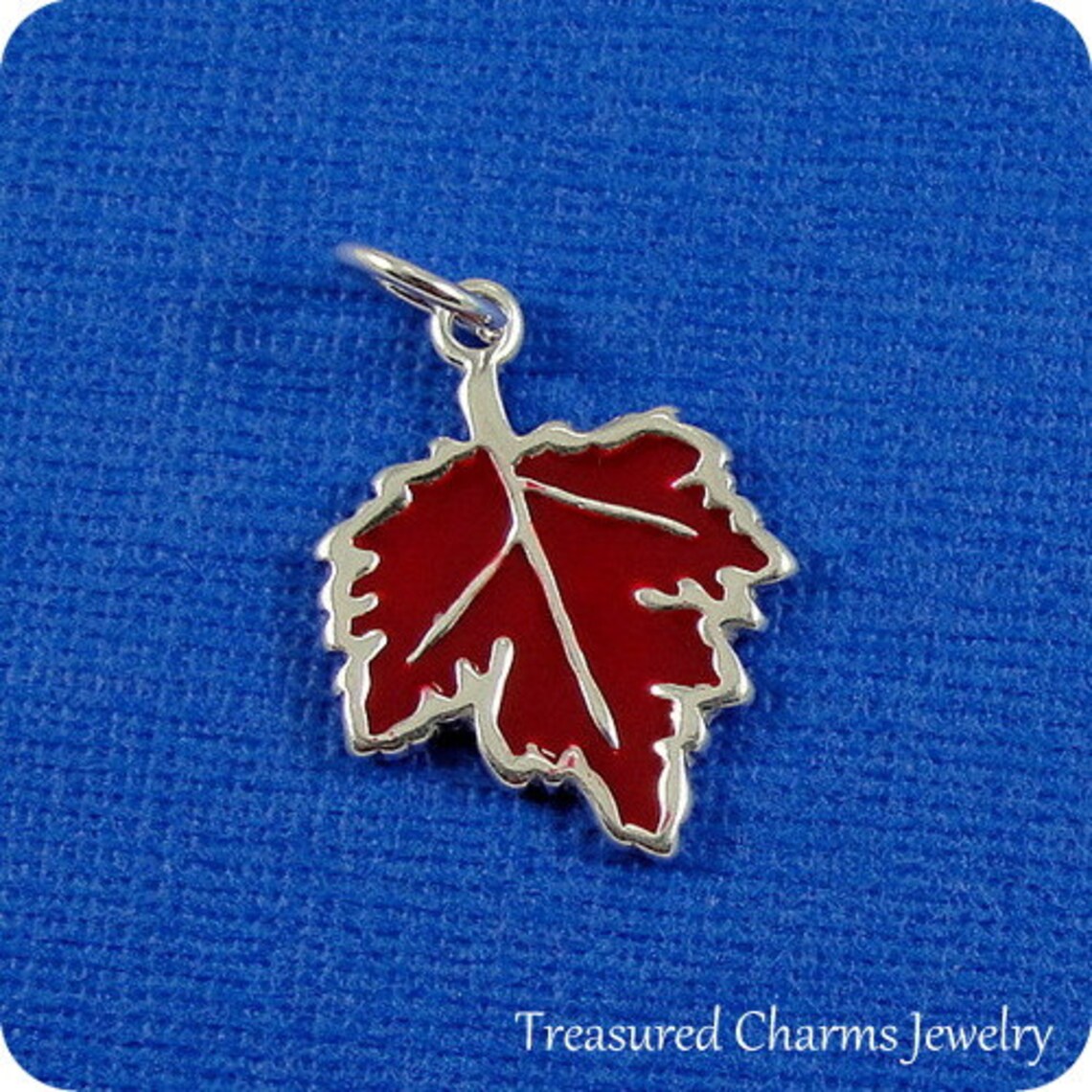 Red Maple Leaf Charm Sterling Silver Maple Leaf Charm for | Etsy