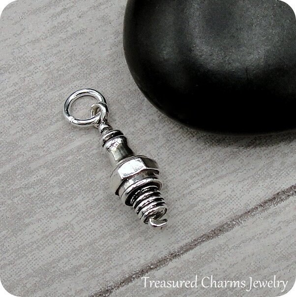 925 Sterling Silver 3D Spark Plug Charm Auto Mechanic Charm | Etsy