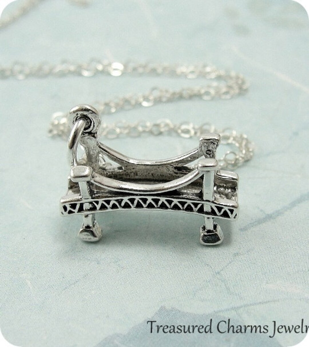 Bridge Necklace Sterling Silver Golden Gate Bridge Charm on a - Etsy