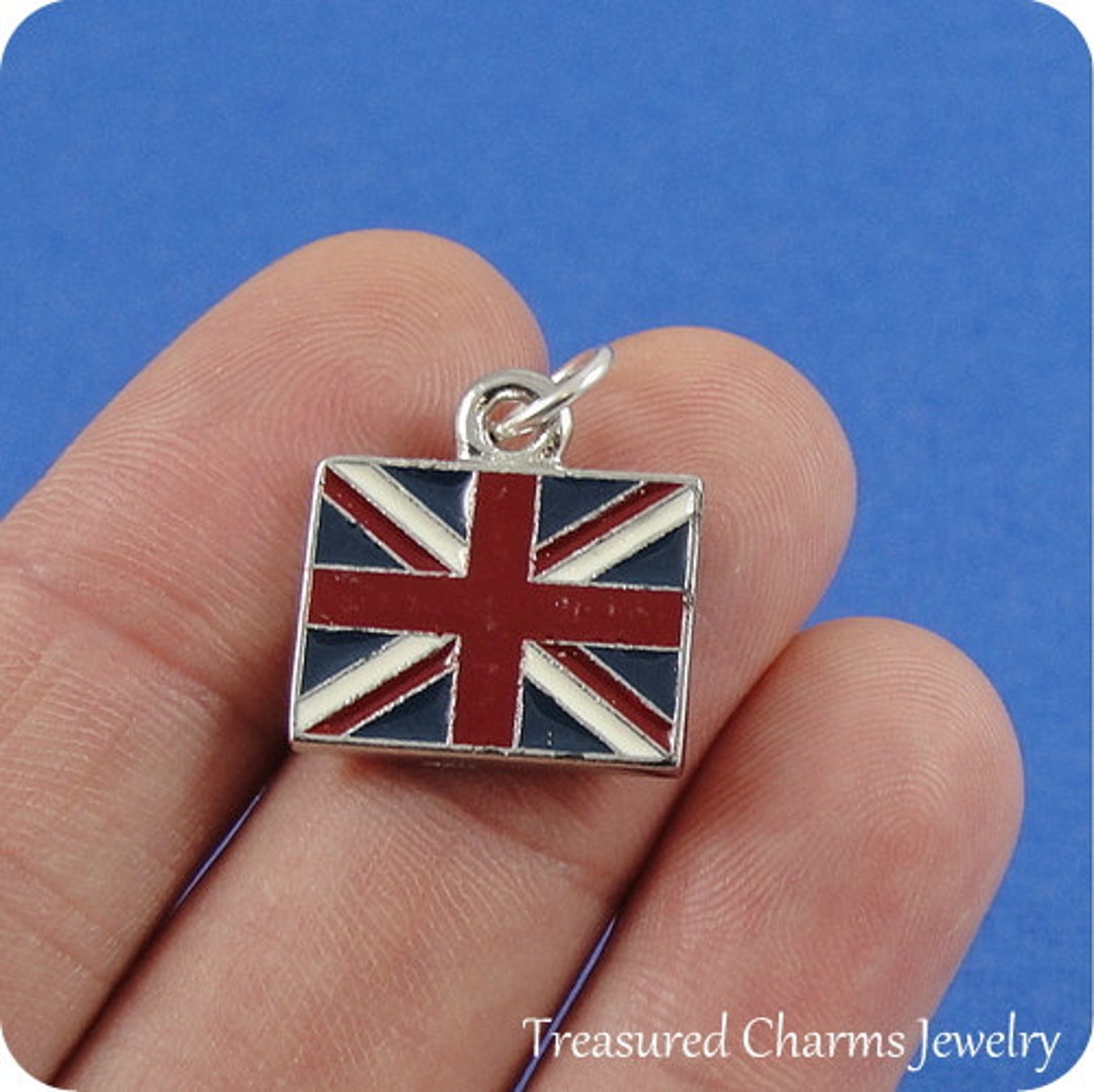 British Flag Charm Silver and Enamel British UK Flag Charm for Necklace ...