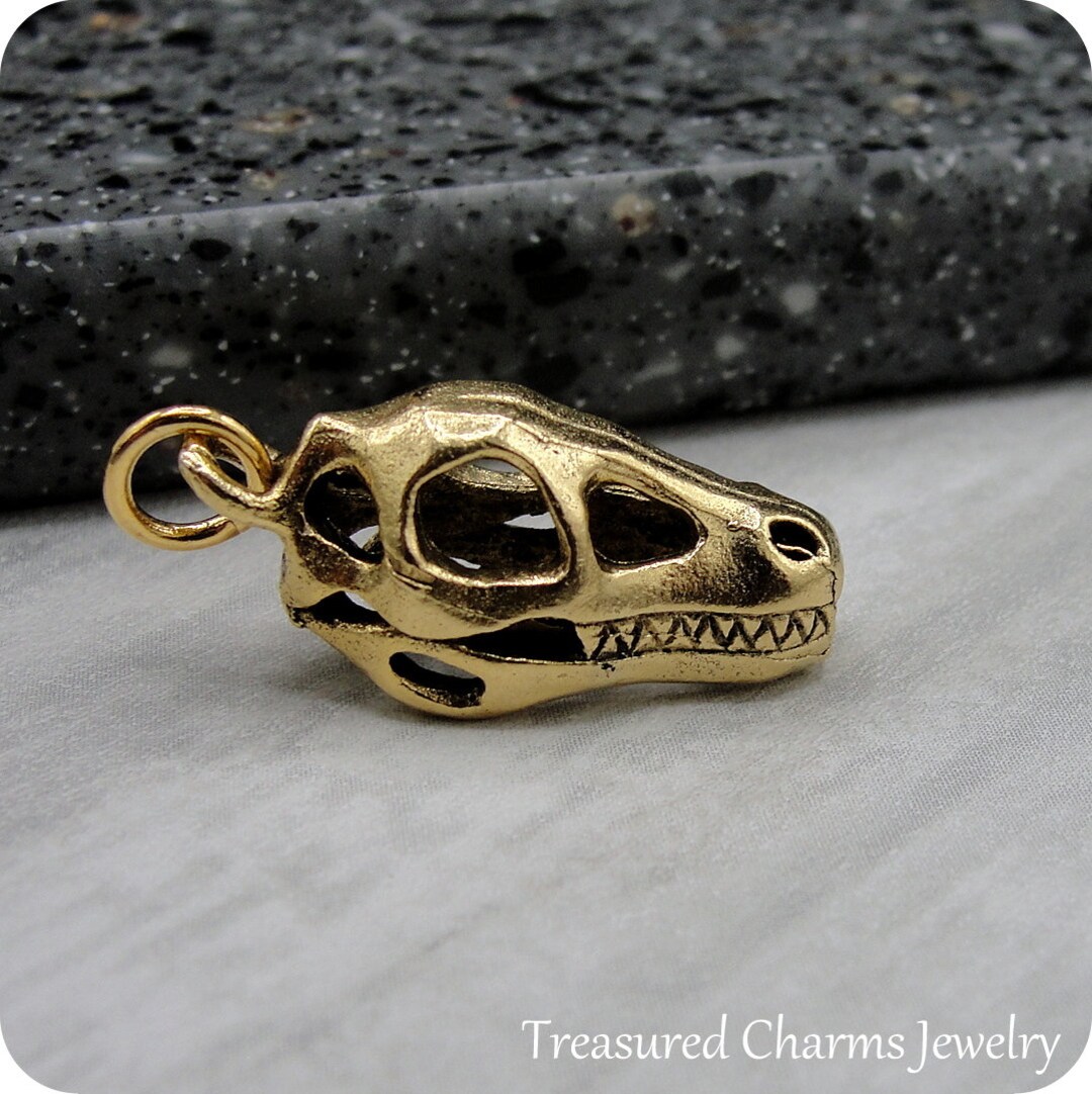 Tyrannosaurus Rex Charm, Gold T-rex Charm for Necklace, Dinosaur Charm ...