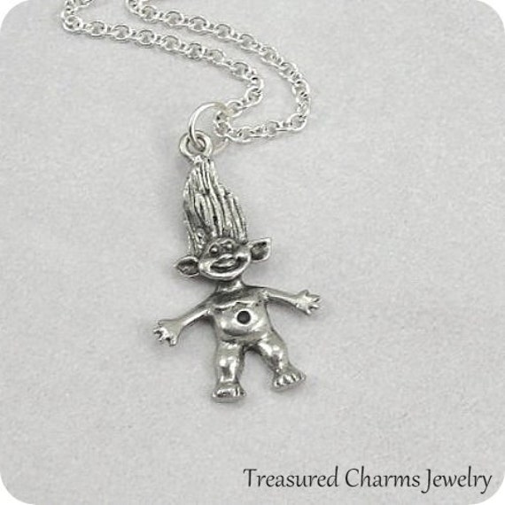 Troll Necklace Silver Troll Necklace on a Silver Cable Chain | Etsy