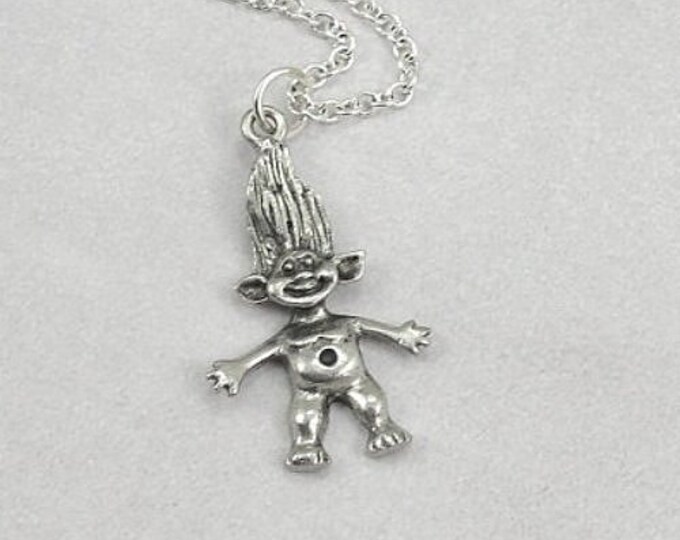 Troll Necklace Silver Troll Necklace on a Silver Cable Chain - Etsy