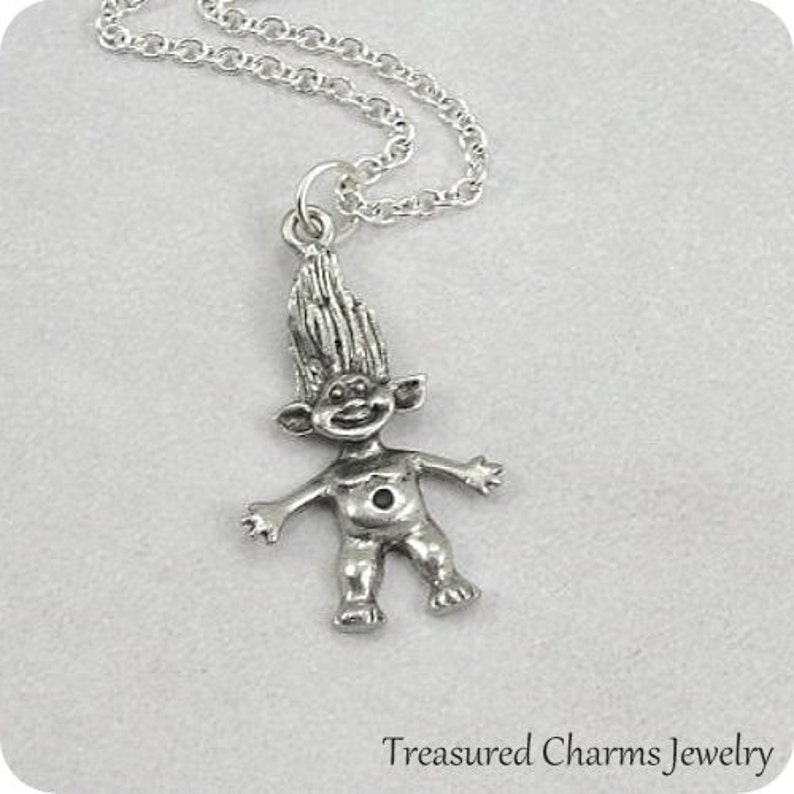 Troll Necklace Silver Troll Necklace on a Silver Cable Chain | Etsy