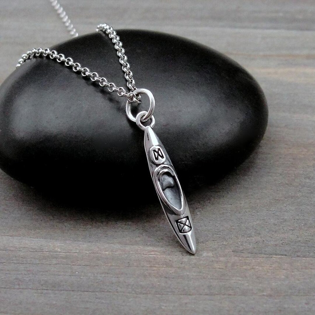 Sterling Silver Kayak Necklace, Small Kayaking Charm, Gift for Kayaker ...