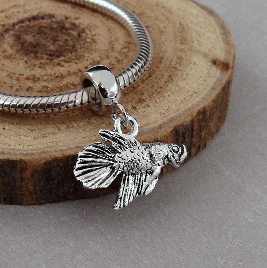 Betta European Charm, Silver Betta Dangle Charm, 3D Betta Fish Charm ...