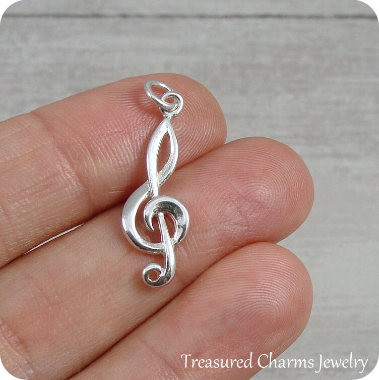 Sterling Silver Treble Clef Charm Treble Clef Pendant Music | Etsy