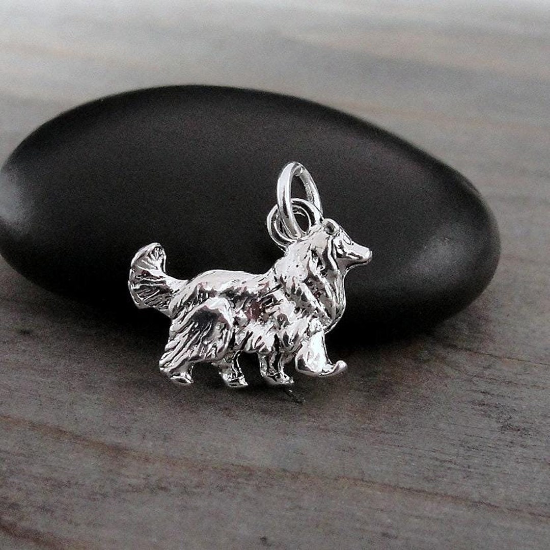 Collie Charm, Silver 3D Collie Dog Charm for Necklace or Bracelet ...
