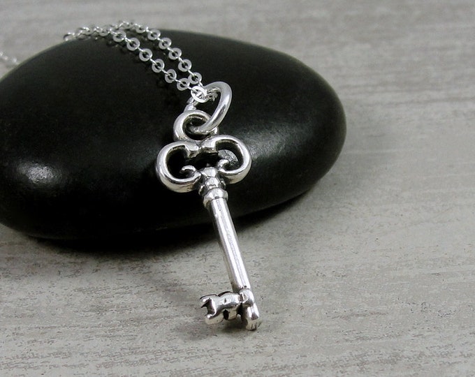 Sterling Silver Skeleton Key Necklace Miniature Key Necklace - Etsy