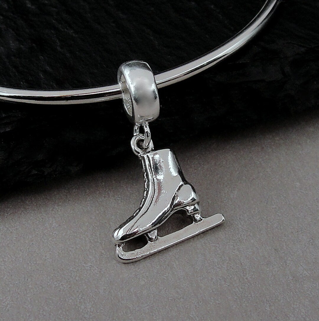 Ice Skate European Charm, Sterling Silver Figur Skater Dangle Charm ...