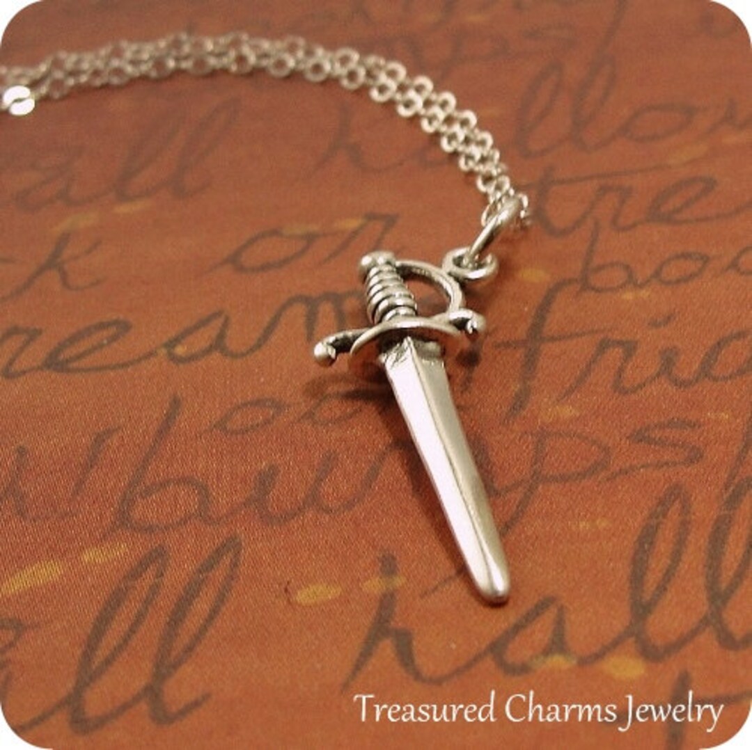 Sword Necklace Sterling Silver Sword Dagger Charm on a Silver - Etsy