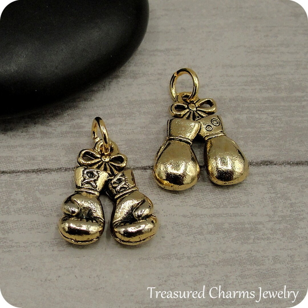 Boxing Gloves Charm, Gold Boxing Gloves Charm for Necklace or Bracelet ...
