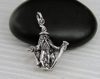 Sterling Silver WIZARD Charm - Etsy