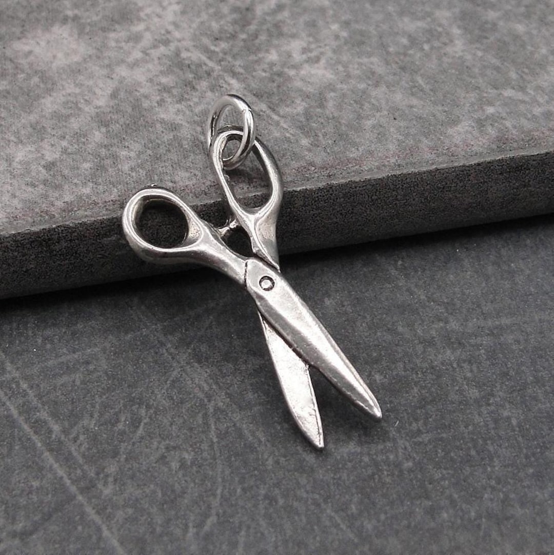 Scissors Charm, Silver Scissors Necklace Charm, Pair of Scissors Charm ...