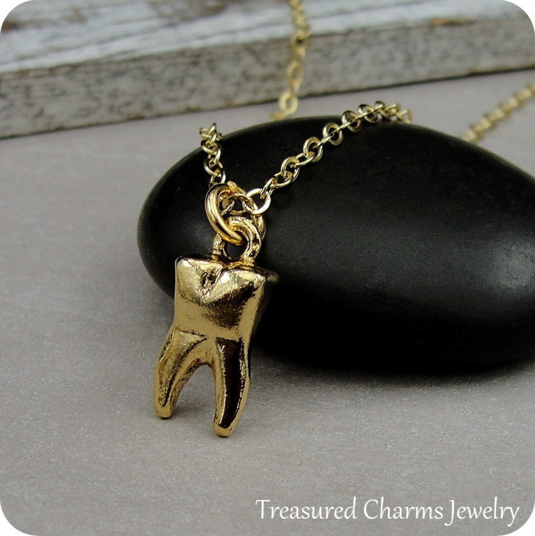 Gold Tooth Necklace, 3D Gold Tooth Charm Necklace, 3D Tooth Charm ...