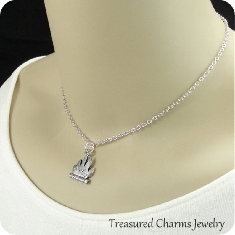 Campfire Necklace Silver Flaming Fire Charm on a Silver Cable - Etsy
