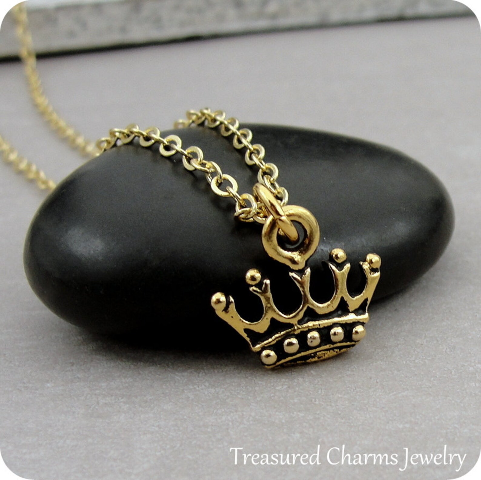 Princess Crown Necklace Gold Crown Charm Necklace Royal | Etsy