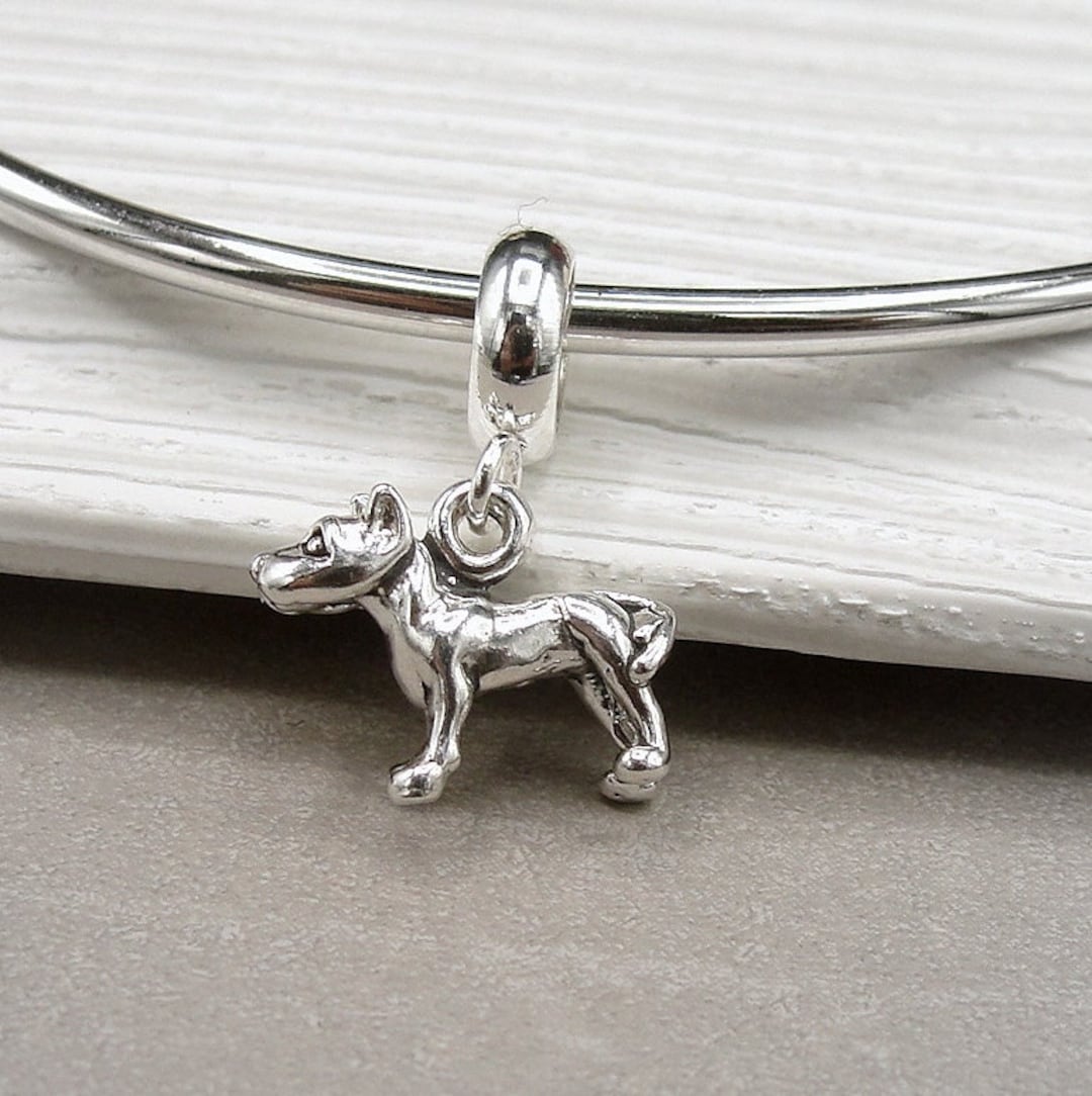 925 Sterling Silver Pit Bull Dangle Bead Charm, Pit Bull European Charm ...