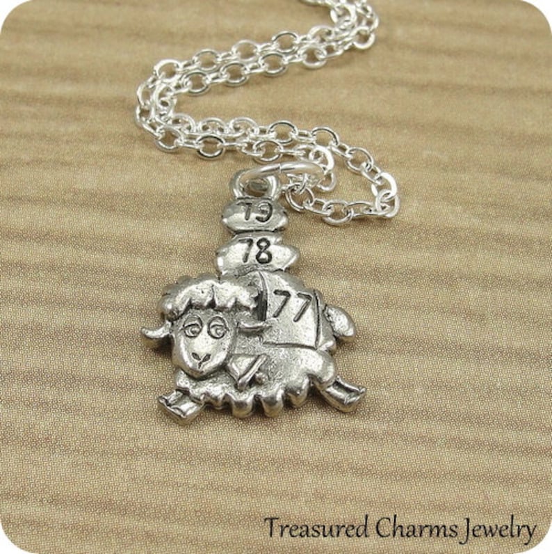 Counting Sheep Necklace, Silver Counting Sheep Charm on a Silver Cable ...