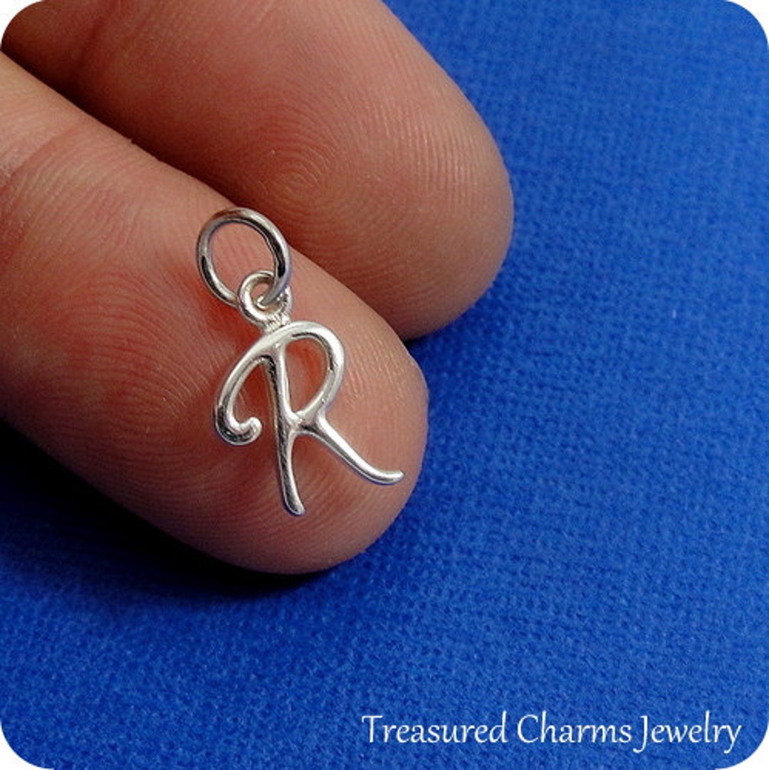 Script Letter R Initial Charm - Sterling Silver Cursive Letter R ...