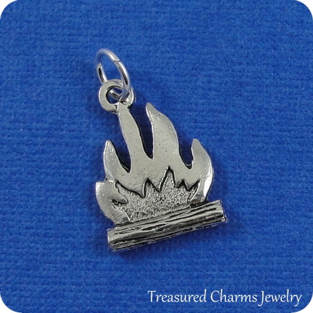 Campfire Charm - Silver Plated Nautical Camp Fire Charm for Necklace or ...