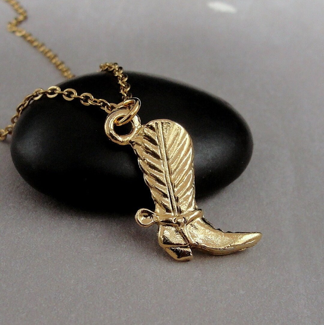 Cowboy Boot Necklace, Gold Cowboy Boots Charm Necklace, Cowgirl ...