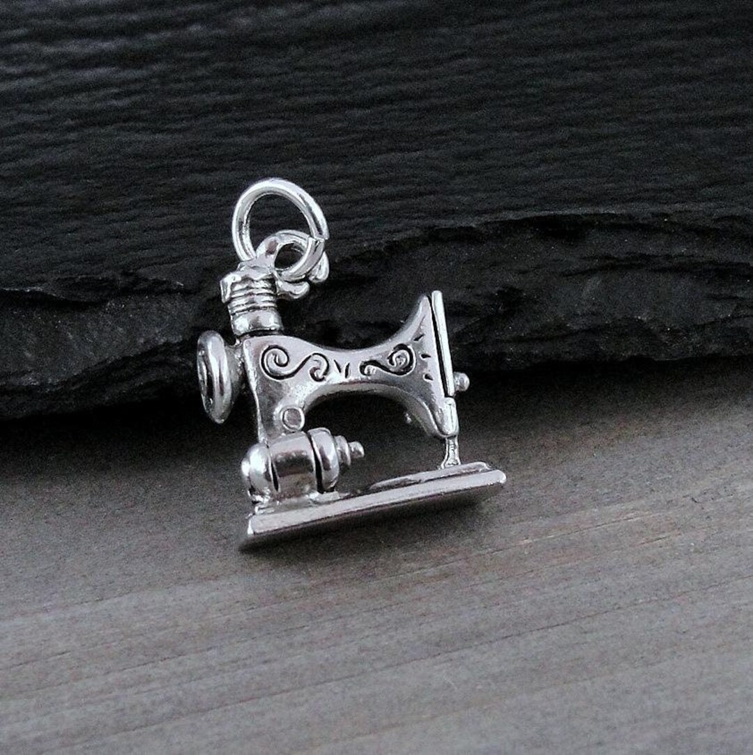 Silver Sewing Machine Charm, 3D Sewing Machine Pendant, Sewing Charm ...