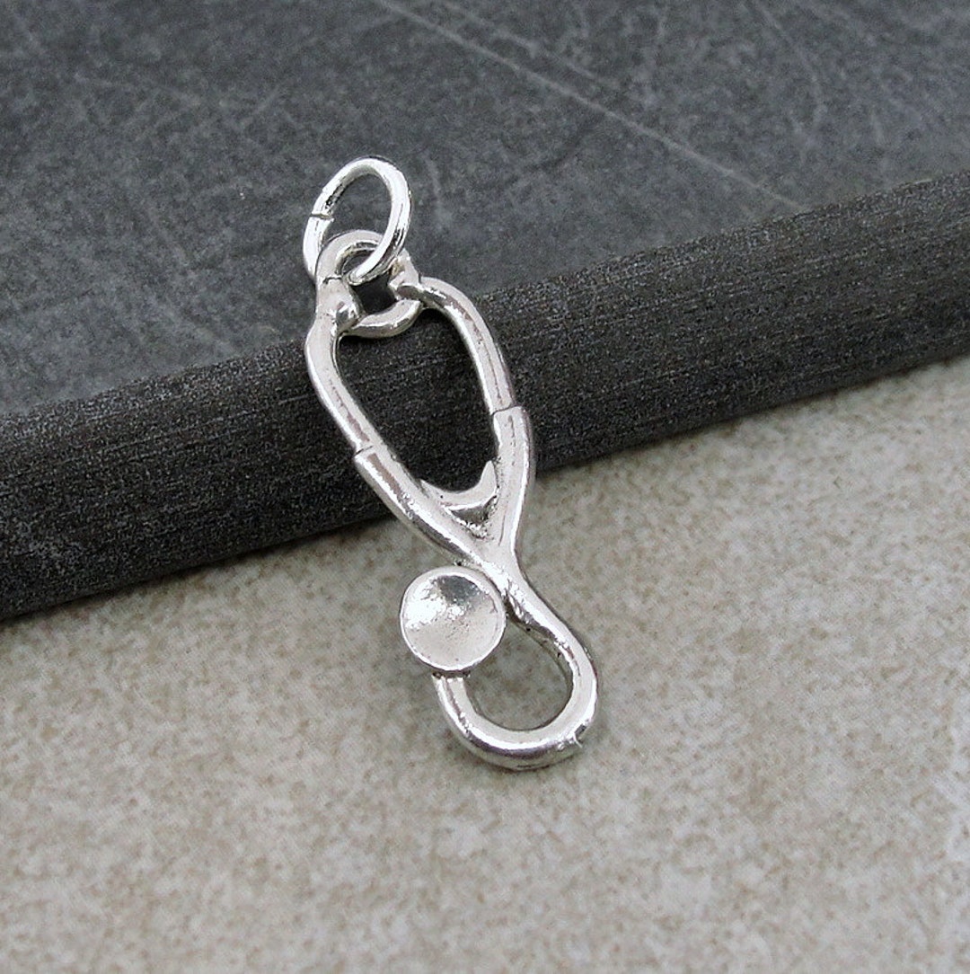 Silver Stethoscope Charm, Stethoscope Necklace Charm, Doctor Charm ...