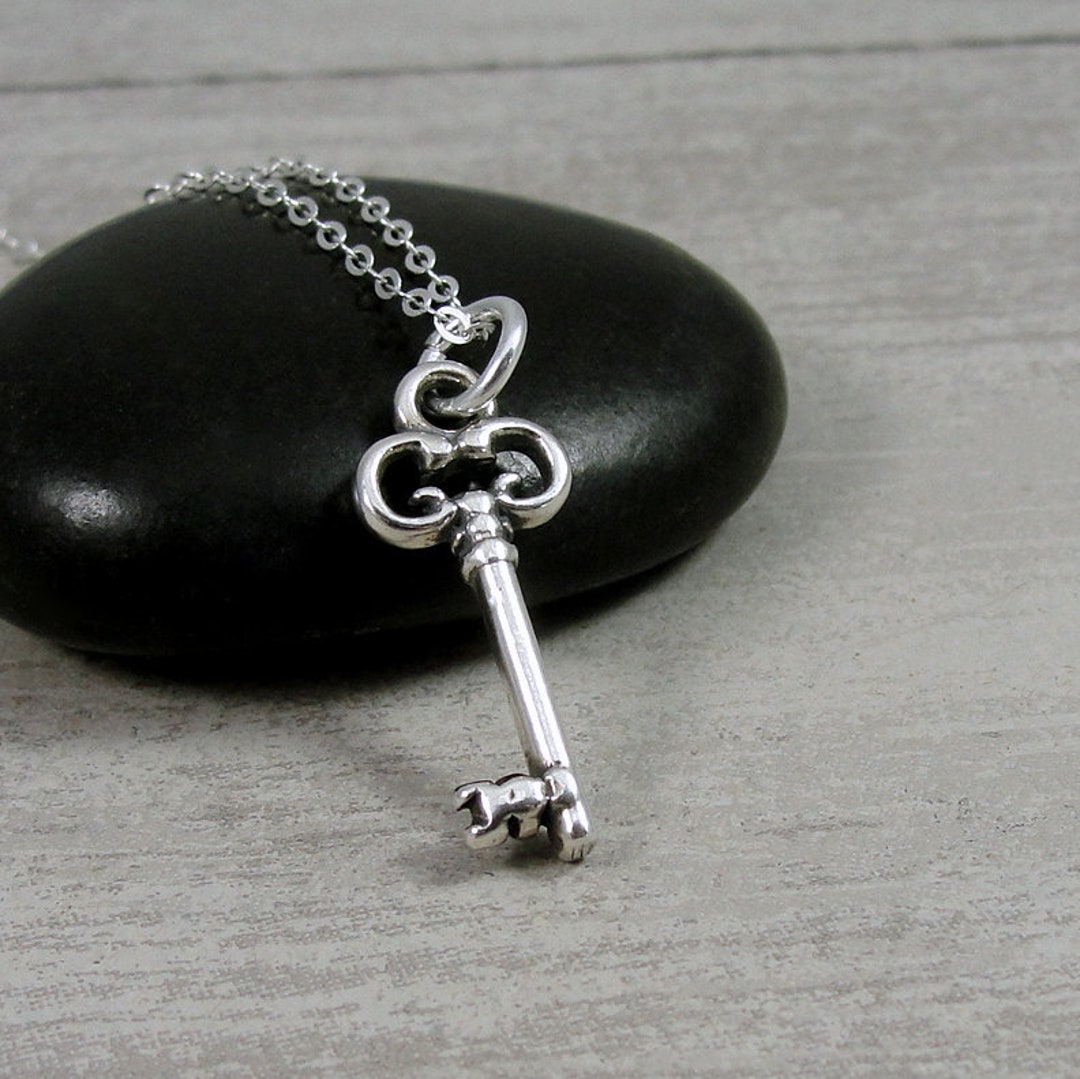 Sterling Silver Skeleton Key Necklace, Miniature Key Necklace, Skeleton ...