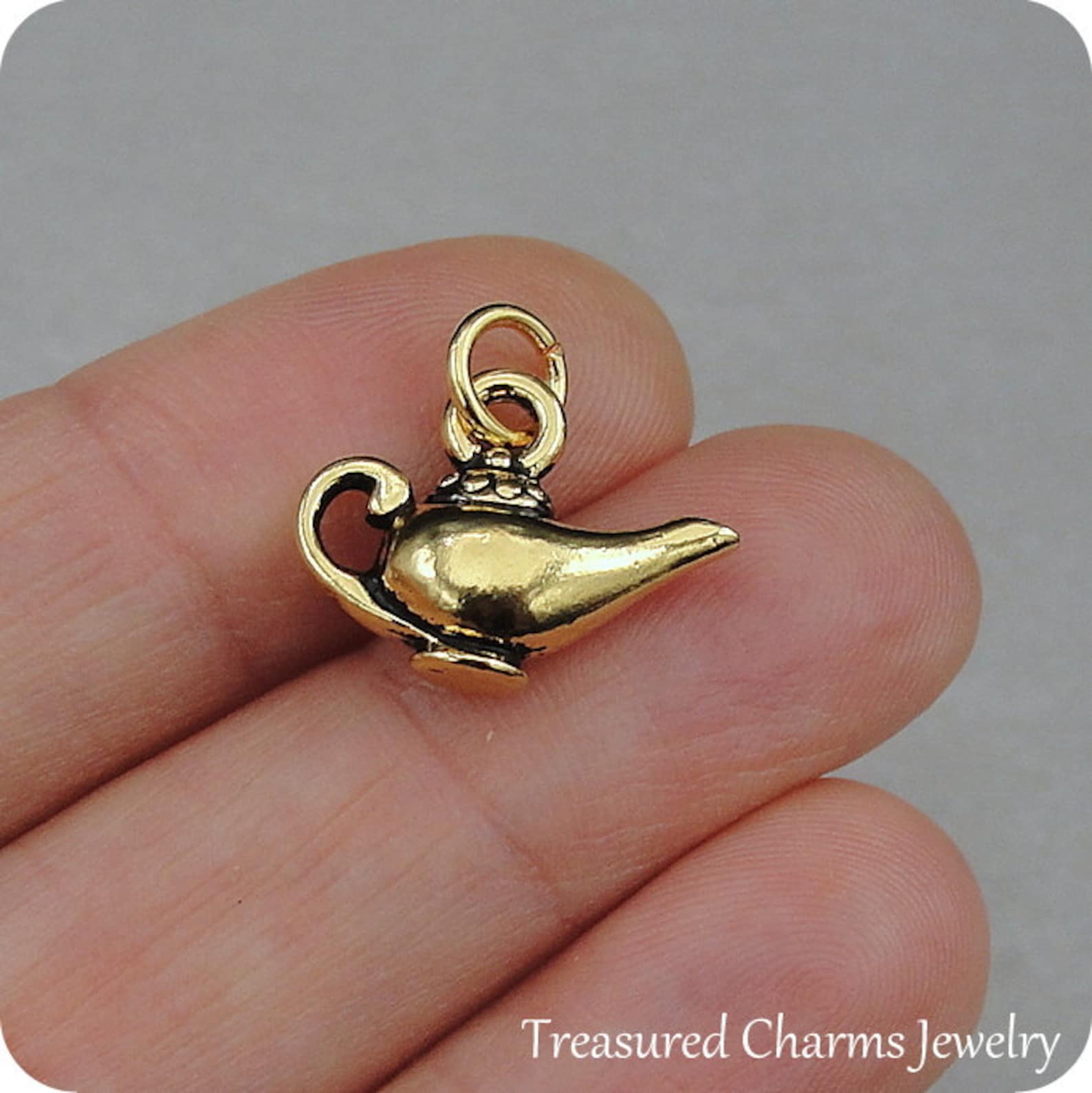 Aladdins Lamp Charm Gold Magic Lamp Charm for Necklace or - Etsy