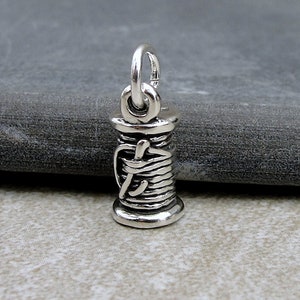 Spool of Thread Charm - Sterling Silver Needle and Thread Charm for ...